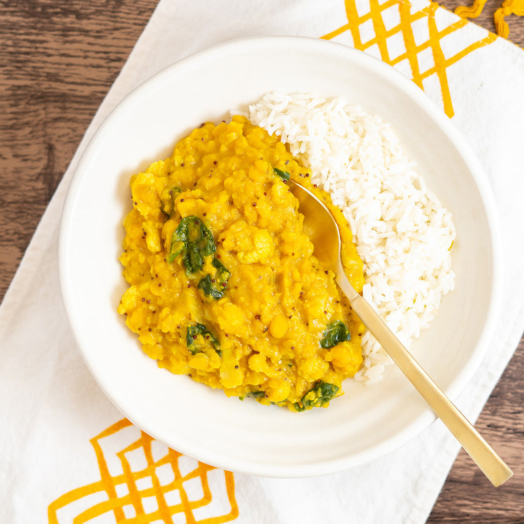 Split Pea-Spinach Dal with Cauliflower and Brown Rice - Stock Your Fre ...